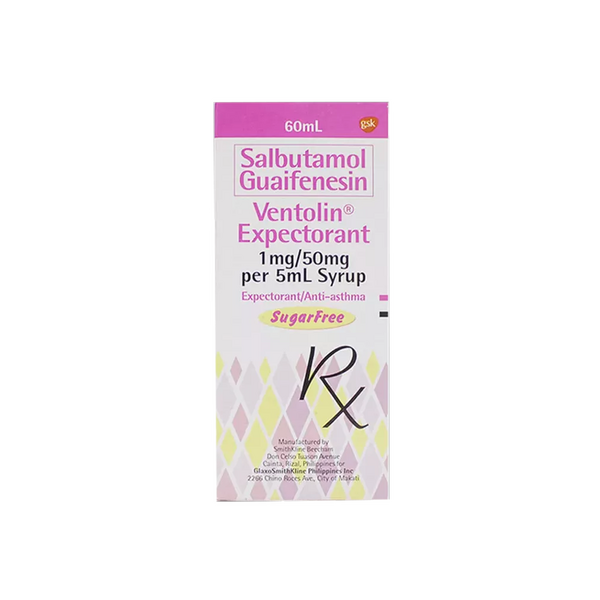 VENTOLIN EXPECTORANT SYRUP Salbutamol / Guaifenesin 1mg / 50mg per 5mL ...